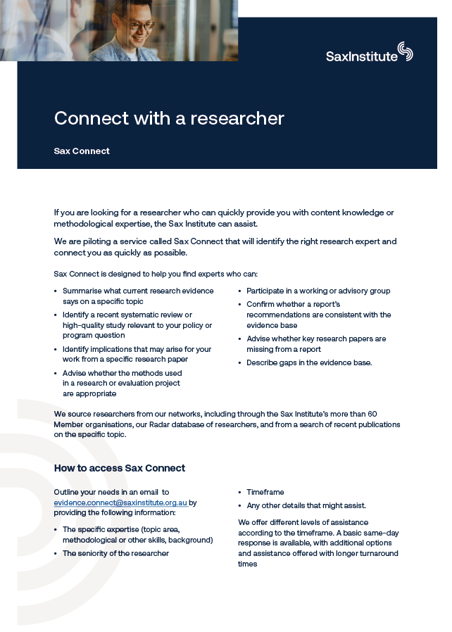 Evidence Connect | Sax Institute